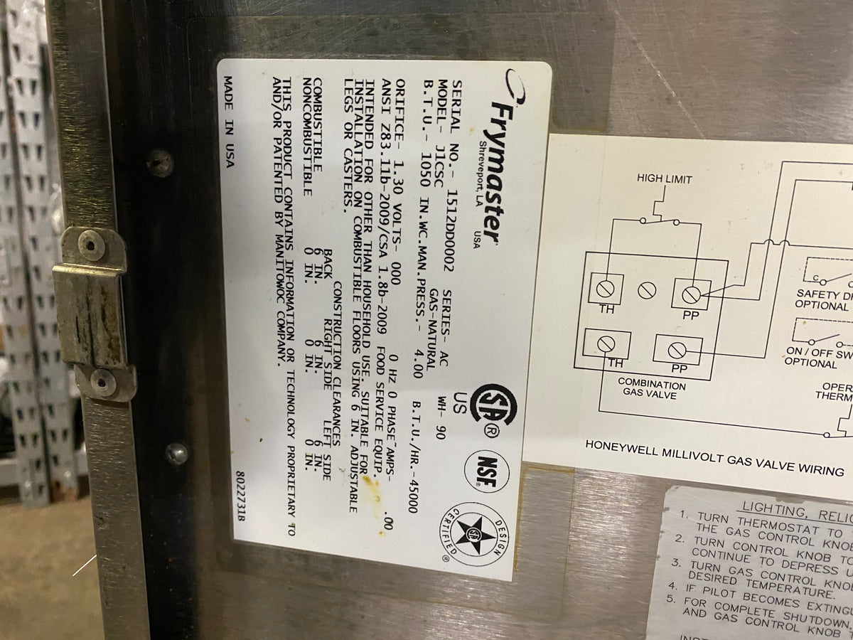 Used Frymaster J1CSC, Nat. Gas — S&P Equipment